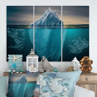 Designart "Iceberg Half Under Water Surface II" Coastal Canvas Wall Art ...
