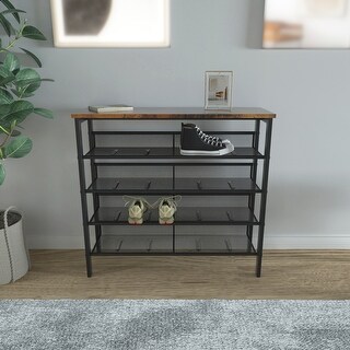 Industrial Shoe Rack with 4 Mesh Shelves - Bed Bath & Beyond - 36252459
