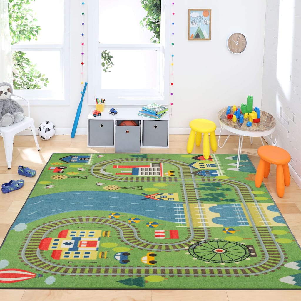 Mohawk Home Train Track Play Kids Area Rug - Overstock - 22731833