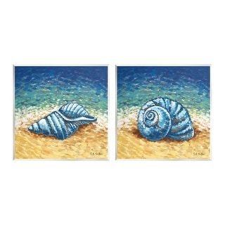 Stupell Conch Shells on Shore 2 Piece Wall Plaque Art Set Design by ...