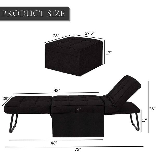 Multi-Function Convertible Ottoman Sofa Bed with Adjustable Backrest ...