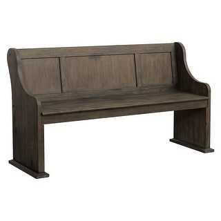 Dark Oak Finish 1pc Bench with Curved Arms Wooden Backrest Dining ...