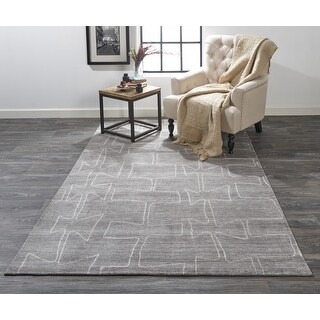 8' X 10' Gray Taupe And Ivory Abstract Hand Woven Area Rug - 3'6" - Bed ...