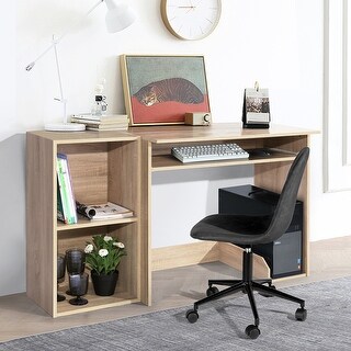 2 Piece Manufactured Wood Configurable Desk Rectangular Writing Desk ...