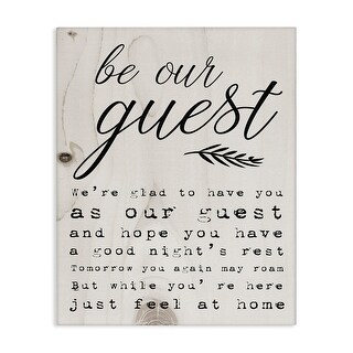 Stupell Be Our Guest Poem Cursive, Proudly Made in USA - 36 x 48 - Bed ...