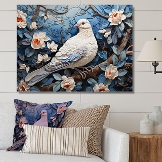 Designart "Blue And White Dove Bird I" Dove Wall Art White Modern ...