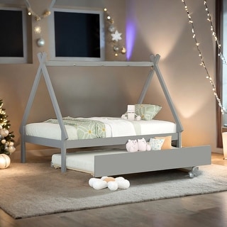 Twin size Tent Floor Bed, Teepee Bed, with Trundle - Bed Bath & Beyond ...