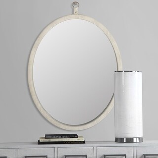 23.62x29.92inch Oval Decorative Mirror, Design of Stylish PU Covered ...