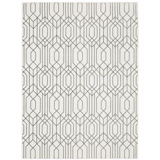 HomeRoots 8' X 11' White And Grey Geometric Power Loom Stain Resistant ...