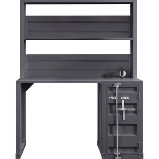Container Design Metal Writing Desk with Hutch in Gunmetal - Bed Bath ...