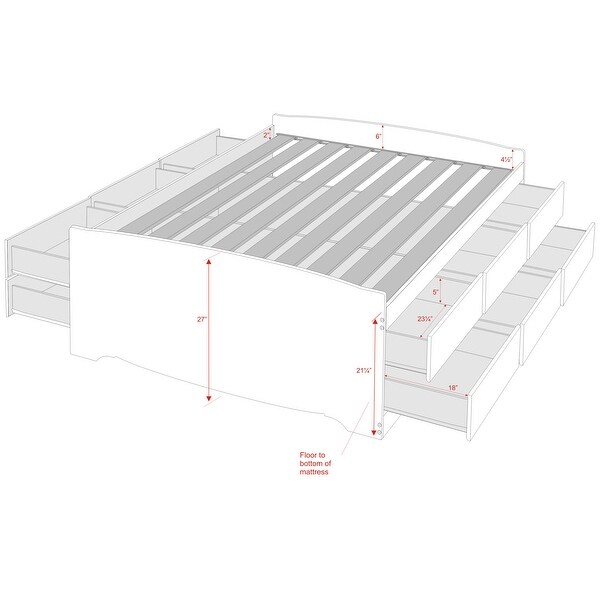 Prepac espresso tall queen captain's platform storage bed with 12 drawers store