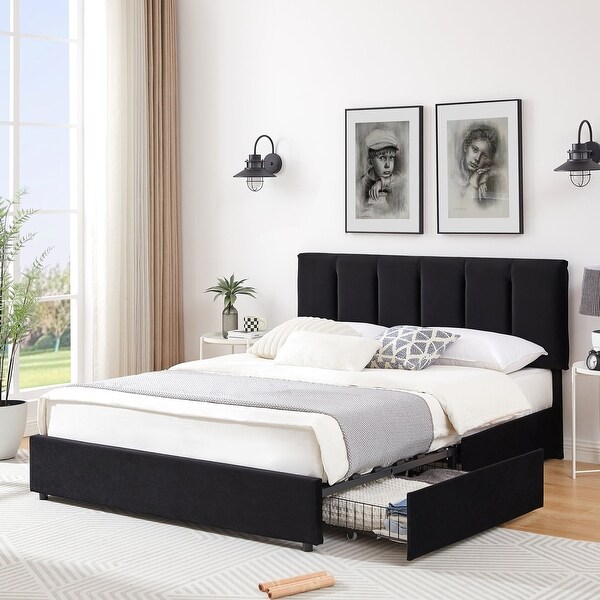 Black storage bed double store
