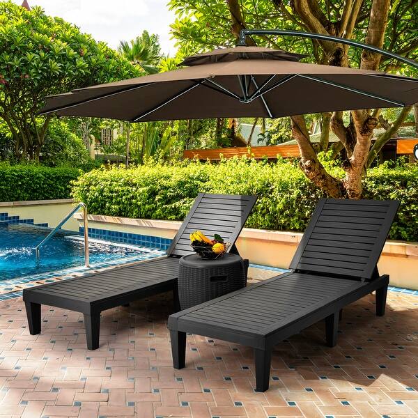 74.5'' Outdoor Double Lounge Chairs with Adjustable Backrest - N/A - On ...