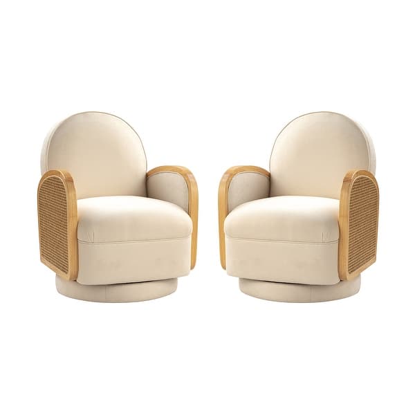 Maureen Modern Rattan 360 Degree Swivel Chair Set of 2 by HULALA HOME ...