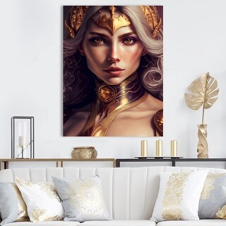 Designart "Goddess With Golden Crown II" Woman Goddess Canvas Prints ...