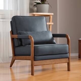 Modern Home Accent Chair, Oak Wood Frame Armchair for Living Room - Bed ...