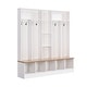 Wide Hall Tree Coat Rack Entryway Storage Bench Display Cabinet, White ...