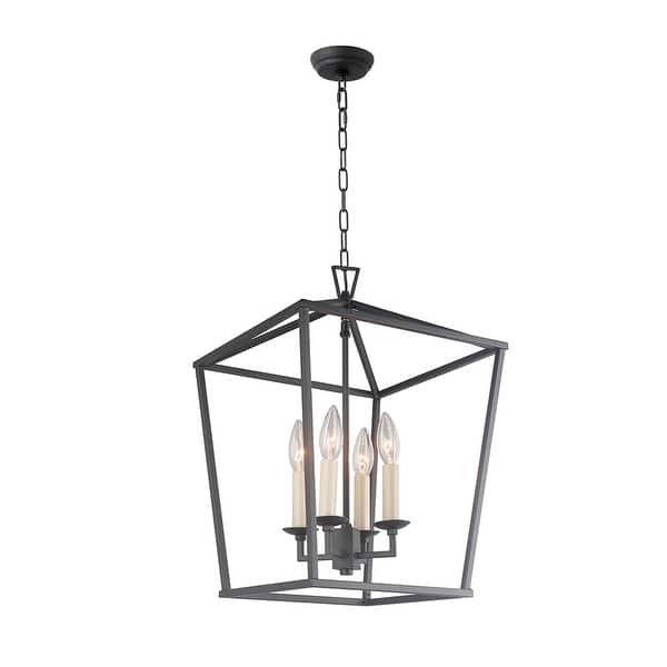 4 Light Caged Chandelier in Aged Iron Finish - Aged Iron Finish - Aged ...