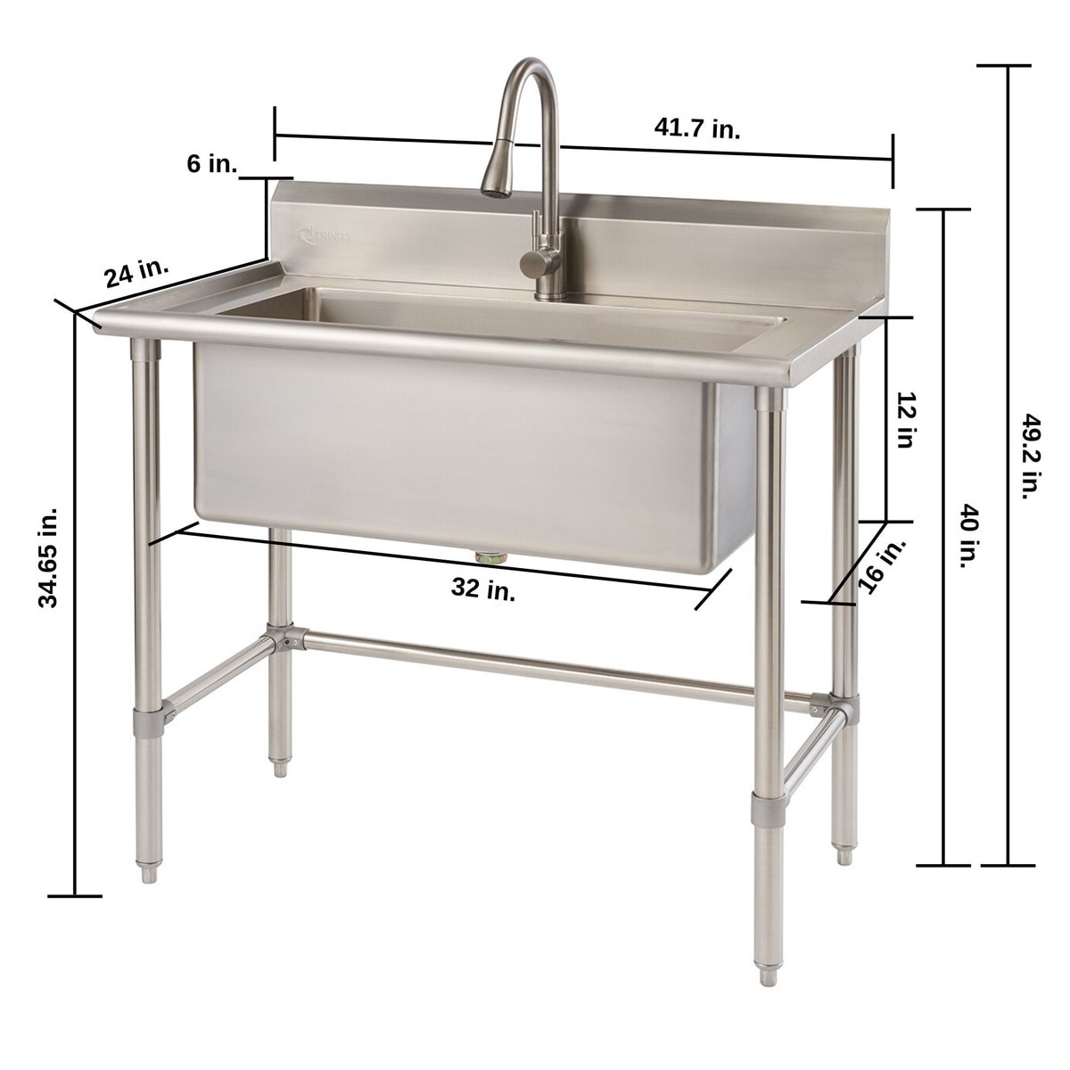 TRINITY EcoStorage Stainless Steel Utility Sink w Pull Out Faucet NSF On Sale Bed Bath Beyond 34447183