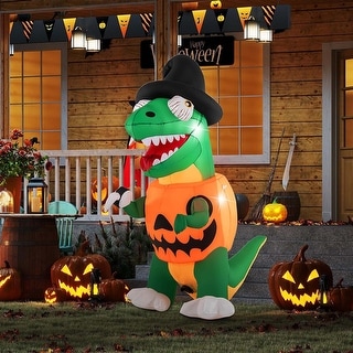 6 FT Halloween Inflatables Pumpkin Dinosaur w/Built-in LED Lights - Bed ...