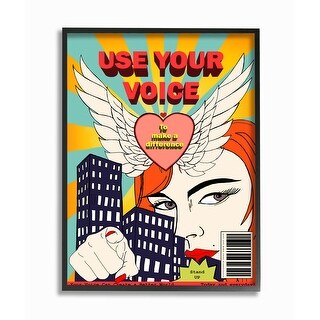 Stupell Use Your Voice Inspirational Quote Feminist Pop Art Framed Wall ...
