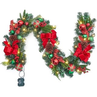6 Ft Prelit Christmas Garland for Mantle, Outdoor Christmas Garlands ...