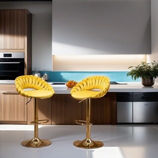 Set of 2 Swivel Bar Stools, Shell Shape Adjustable Counter Height ...