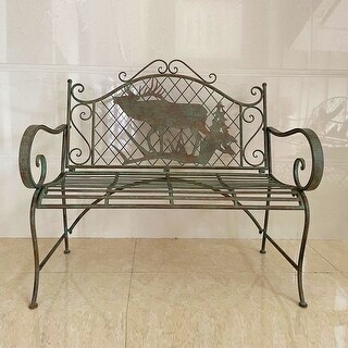 Iron Garden Bench with Moose and Evergreen Silhouette "The Highlands ...