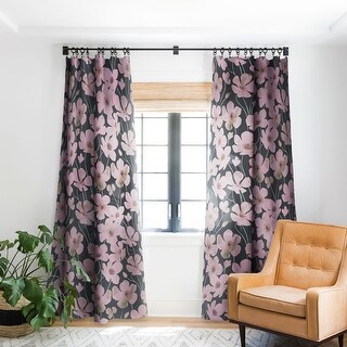 Emanuela Carratoni Pink Flowers on Blue Blackout Window Curtain (One ...