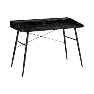 Sturdy Black Metal Frame Computer Desk with a Long Shelf and Two ...