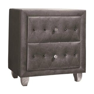 Fabric Upholstered Nightstand with Button-Tufting, Gray - Bed Bath ...
