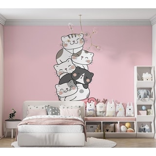 Premium Wallpaper Wall Mural - Cute Cats Stack - Bed Bath & Beyond ...