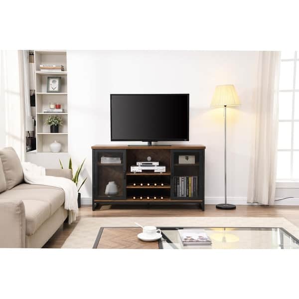 Morden TV Stand with 2 Cabinets & 3 Shelfs, Media Entertainment Center ...
