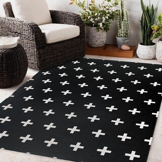 CRISS CROSS BLACK Outdoor Rug By Terri Ellis - Bed Bath & Beyond - 34350011