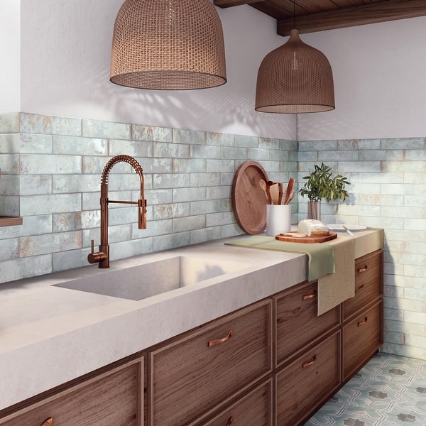 Merola Tile Biarritz Green 3" x 12" Ceramic Wall Tile - Bed Bath ...
