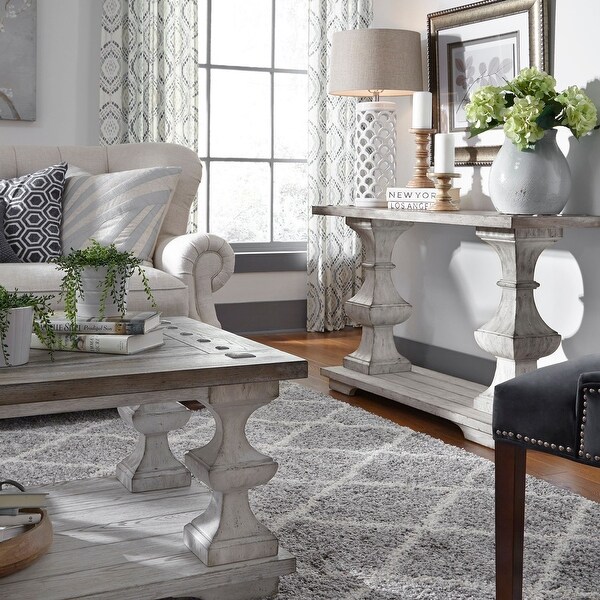 Distressed white sofa table store