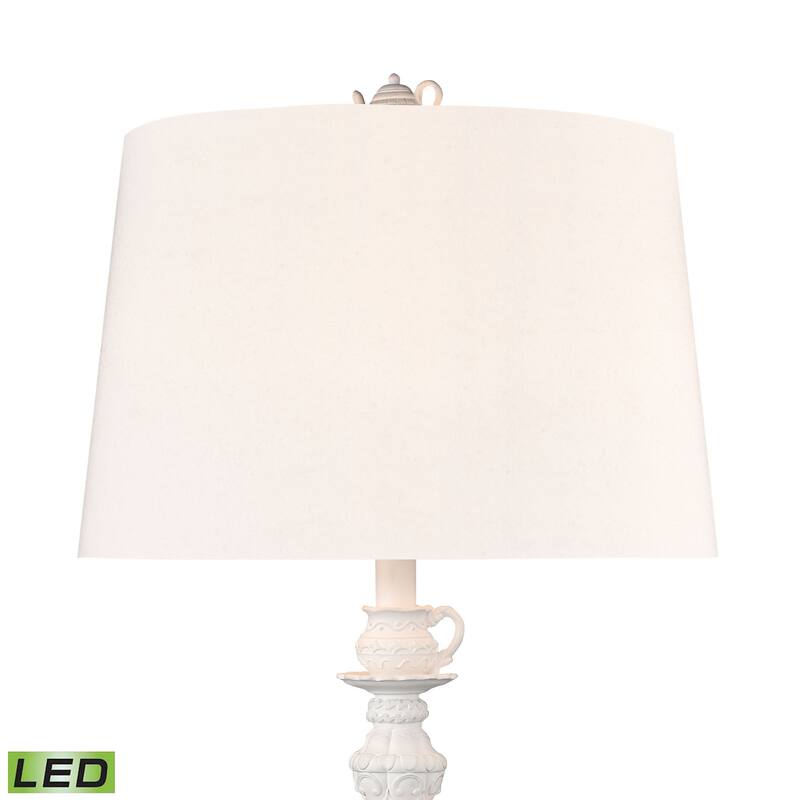 Elk Home Rosetta Cottage White With White Shade 1 Light Table Lamp ...