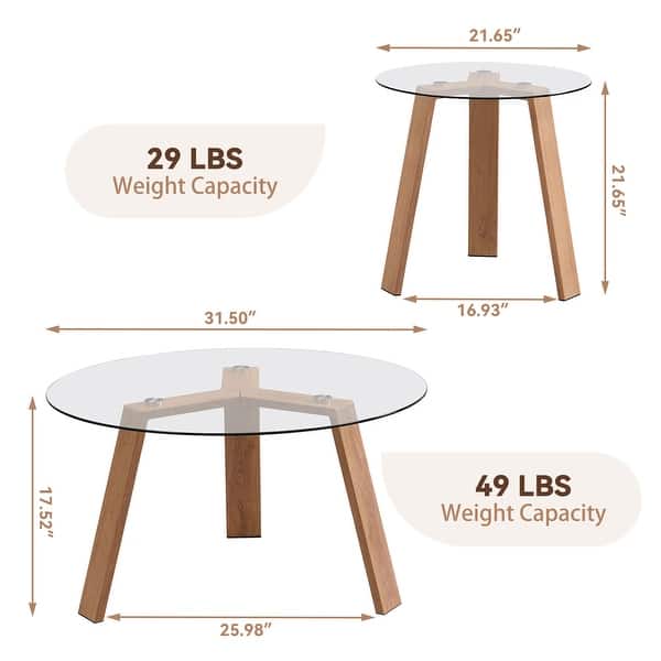 Modern Minimalist Round Glass Coffee Table Set (Set of 2) - Bed Bath ...