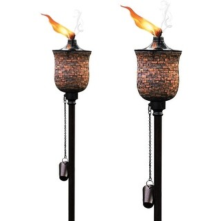 2 Pcs 64" Mosaic Garden Torch for Outdoor Backyard Patio Christmas ...