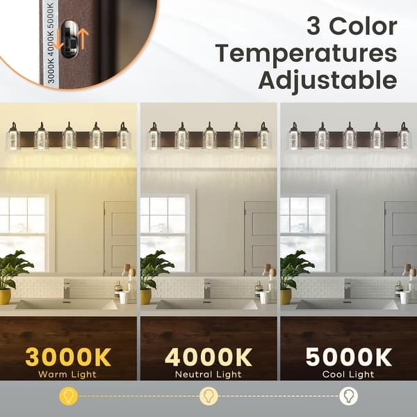 5-Light LED Bathroom Lights with 3 Colors Modes (3000K/4000K/5000K ...