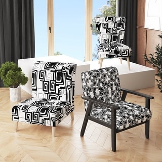 Designart "Black and White Geometric" Upholstered Patterned Accent ...