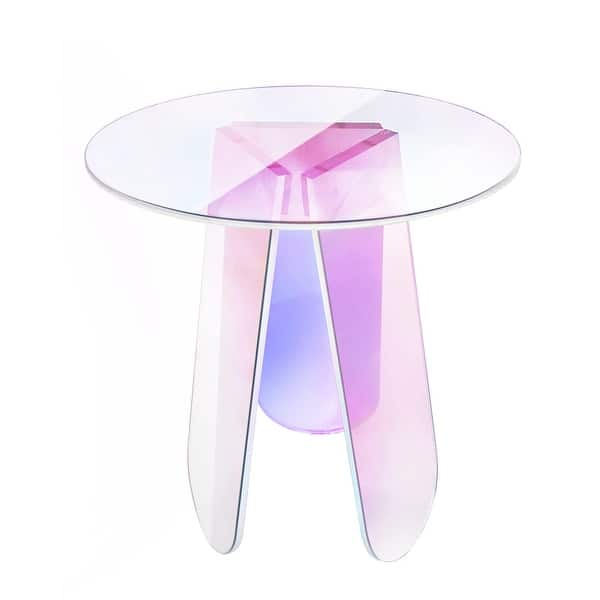 Acrylic Coffee Table，Side Table Iridescent End Table Round Bedside ...