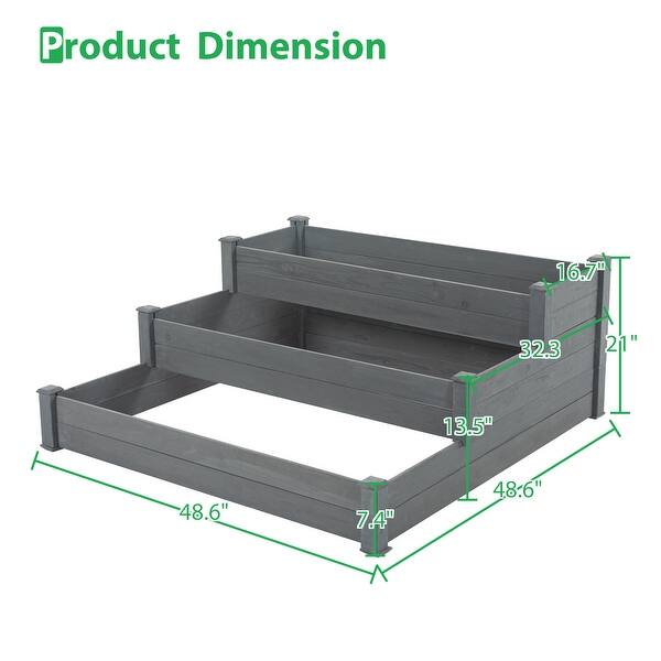 Stair Step Design Planter Outdoor Aqua Grey Raised Garden Bed - Bed ...