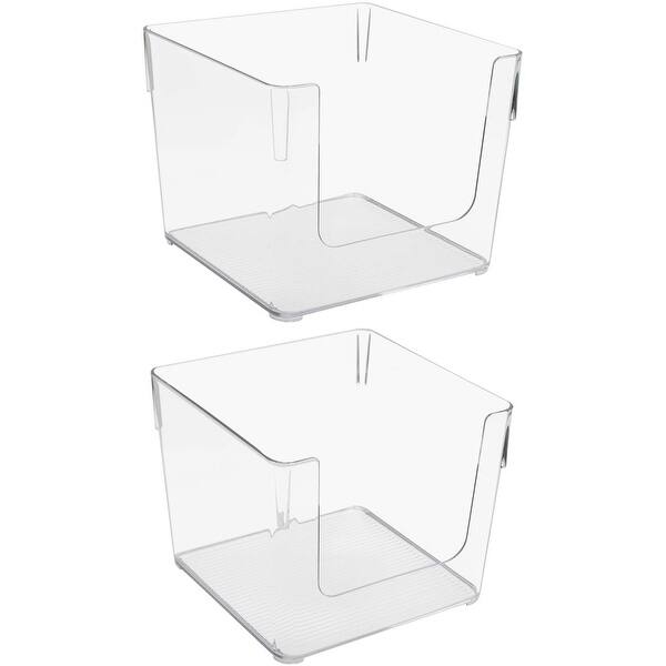 Open Plastic Storage Bins Clear Pantry Organizer Box Containers - Bed ...