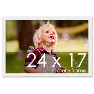 24x17 Contemporary White Complete Wood Picture Frame with UV Acrylic ...