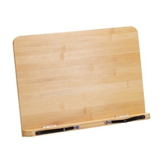 15.4x11" Book Stand, Bamboo Hollow Pattern Book Holder with Clips, Wood ...