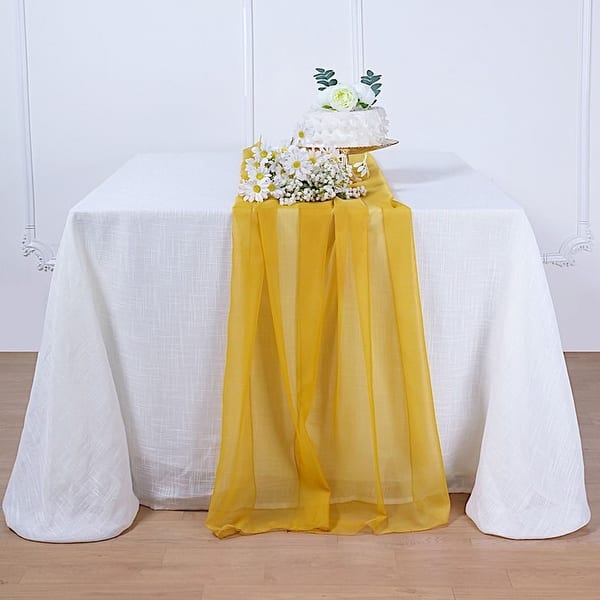 12 Piece Premium Chiffron Wedding Extra Wide Table Runners Mustard - 22 ...