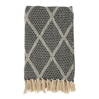 Diamond-Patterned Knit Fringed Throw - Bed Bath & Beyond - 39992885