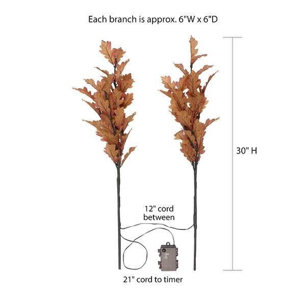 Red Oak Leaf Led Lighted Branch Artificial Floral Decor 40 Lights