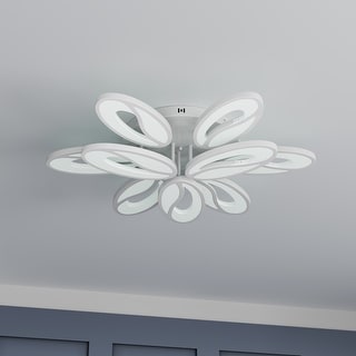 Modern Flower Shaped LED Semi Flush Mount Ceiling Light with Remote ...